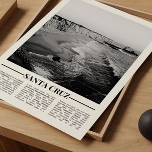 Santa Cruz Black and White Poster, Santa Cruz Print, Santa Cruz Wall ...