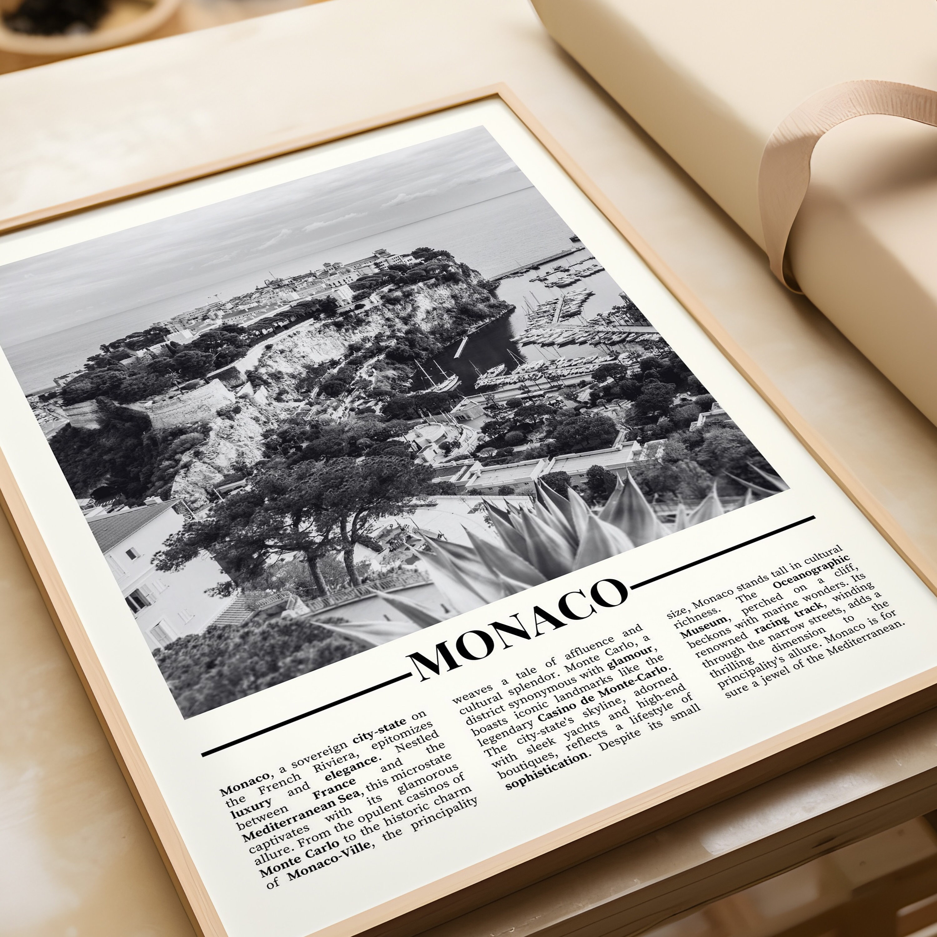 Monaco Black and White Poster, Monaco Print, Monaco Wall Art, Monaco ...