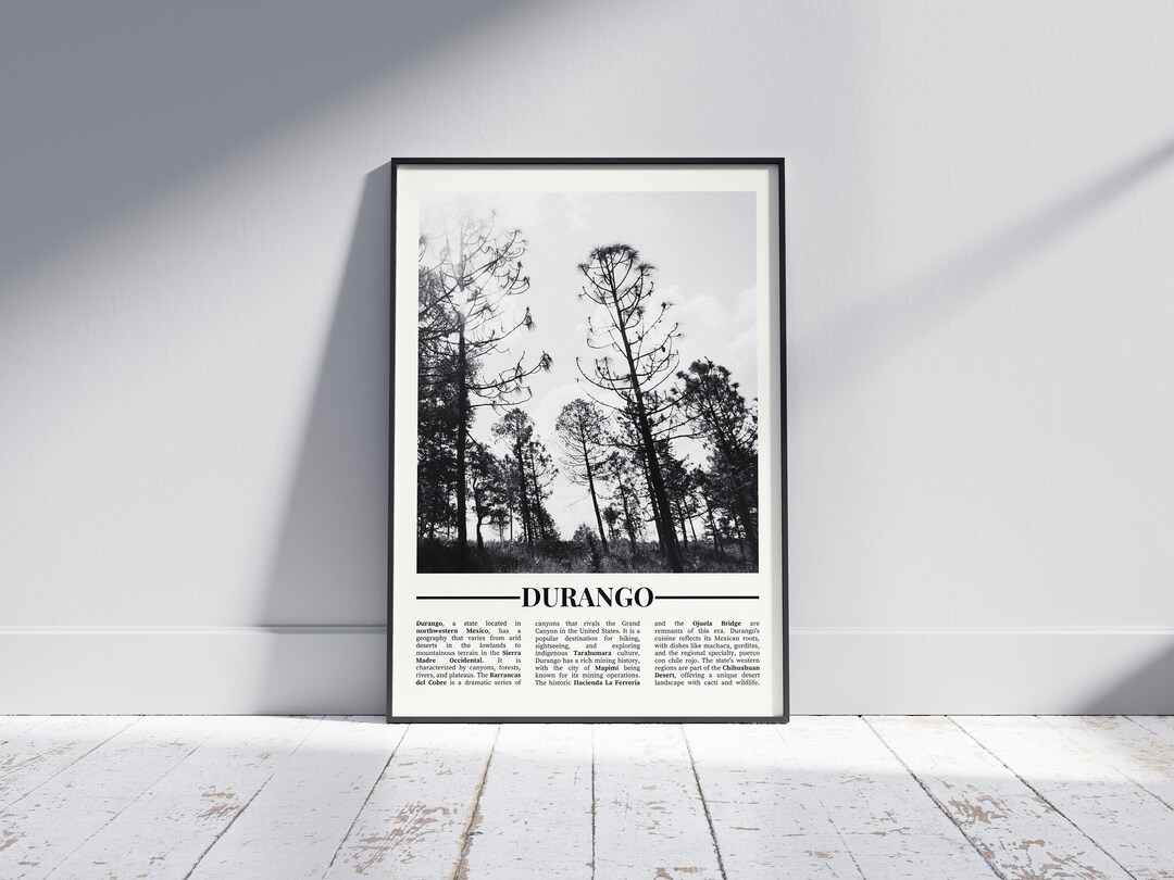 Durango Black and White Poster, Durango Print, Durango Wall Art ...