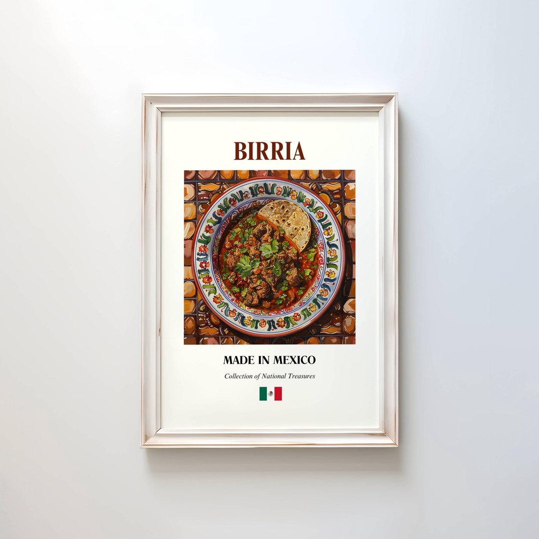Birria Poster, Traditional Mexican Food Wall Art, Kitchen & Café Decor ...