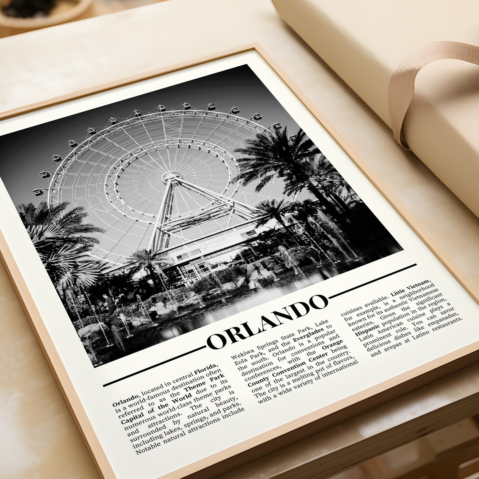 Orlando Black and White Poster, Orlando Print, Orlando Wall Art ...