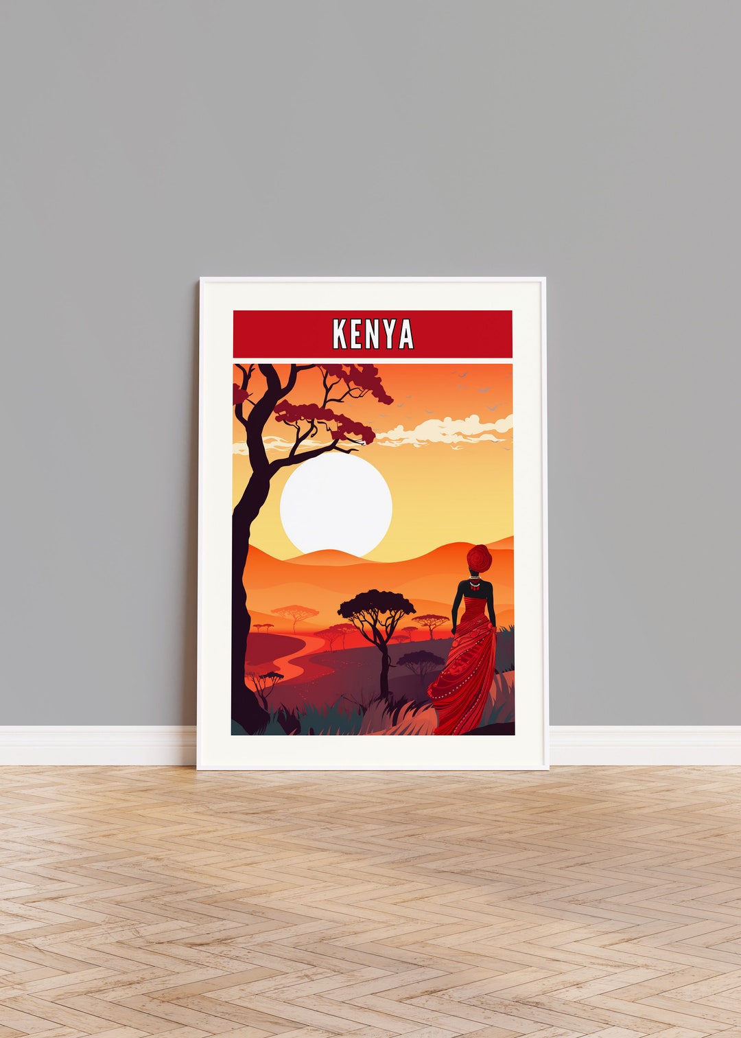 Kenya Travel Poster, Kenya Print, Kenya Wall Art, Kenya Artwork, Kenya ...