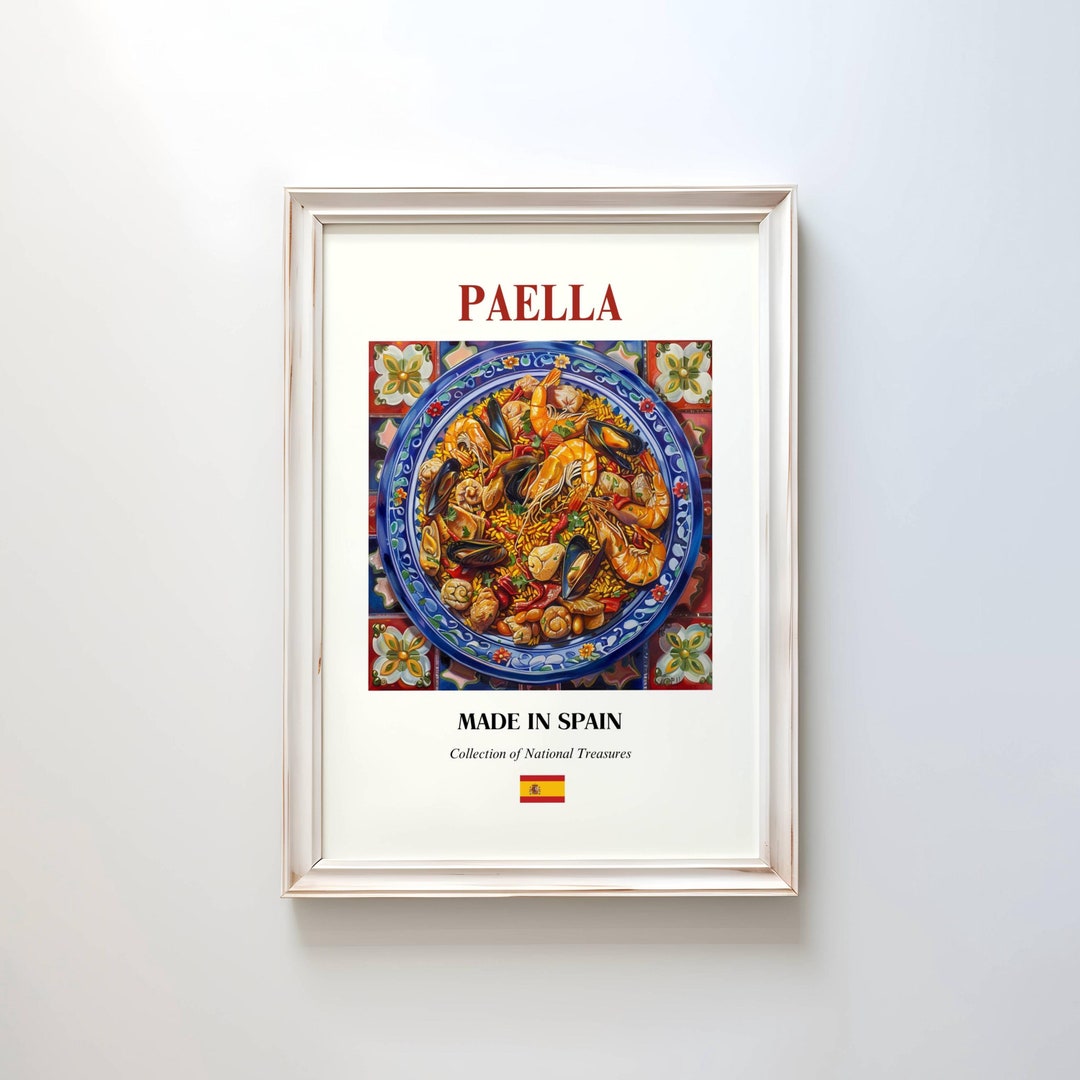 Paella Poster, Traditional Spanish Food Wall Art, Kitchen & Café Decor ...