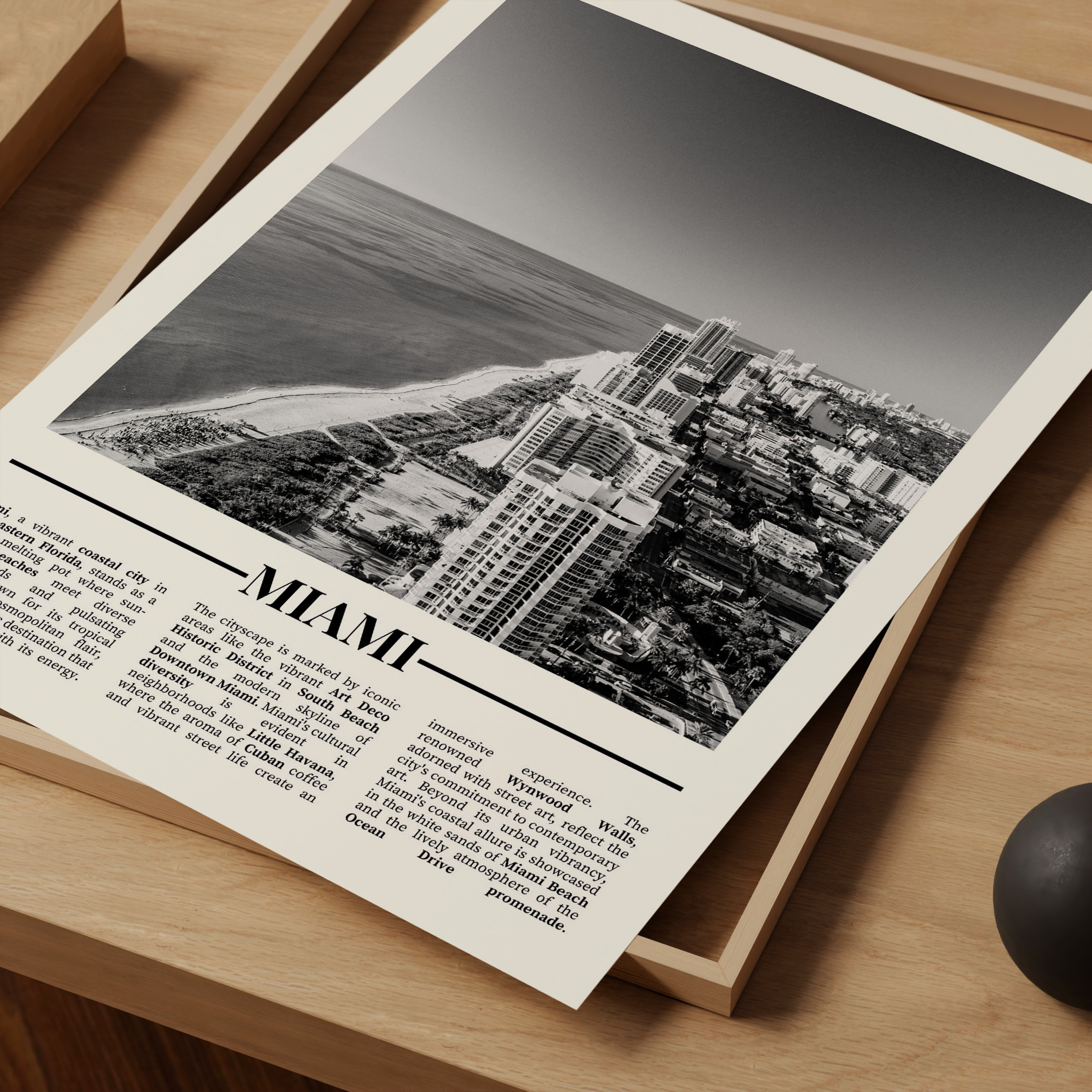 Miami Black and White Poster, Miami Print, Miami Wall Art, Miami Gift ...