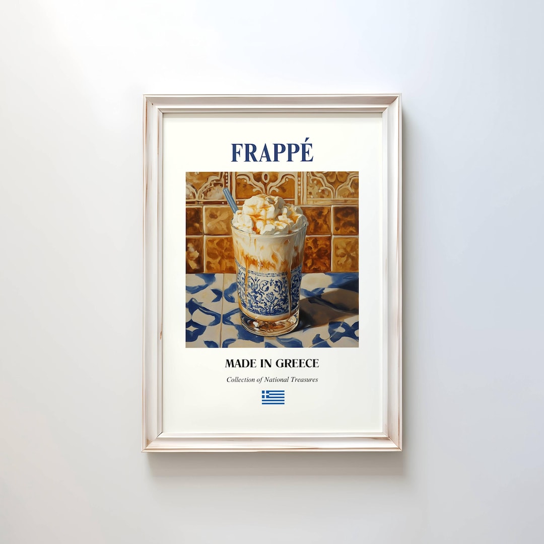 Frappe Poster, Traditional Greek Drink Wall Art, Kitchen & Café Decor ...