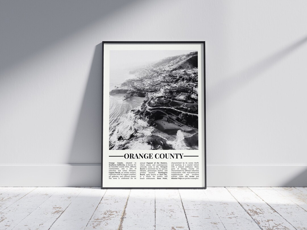 Orange County Black and White Poster, Orange County Print, Orange ...