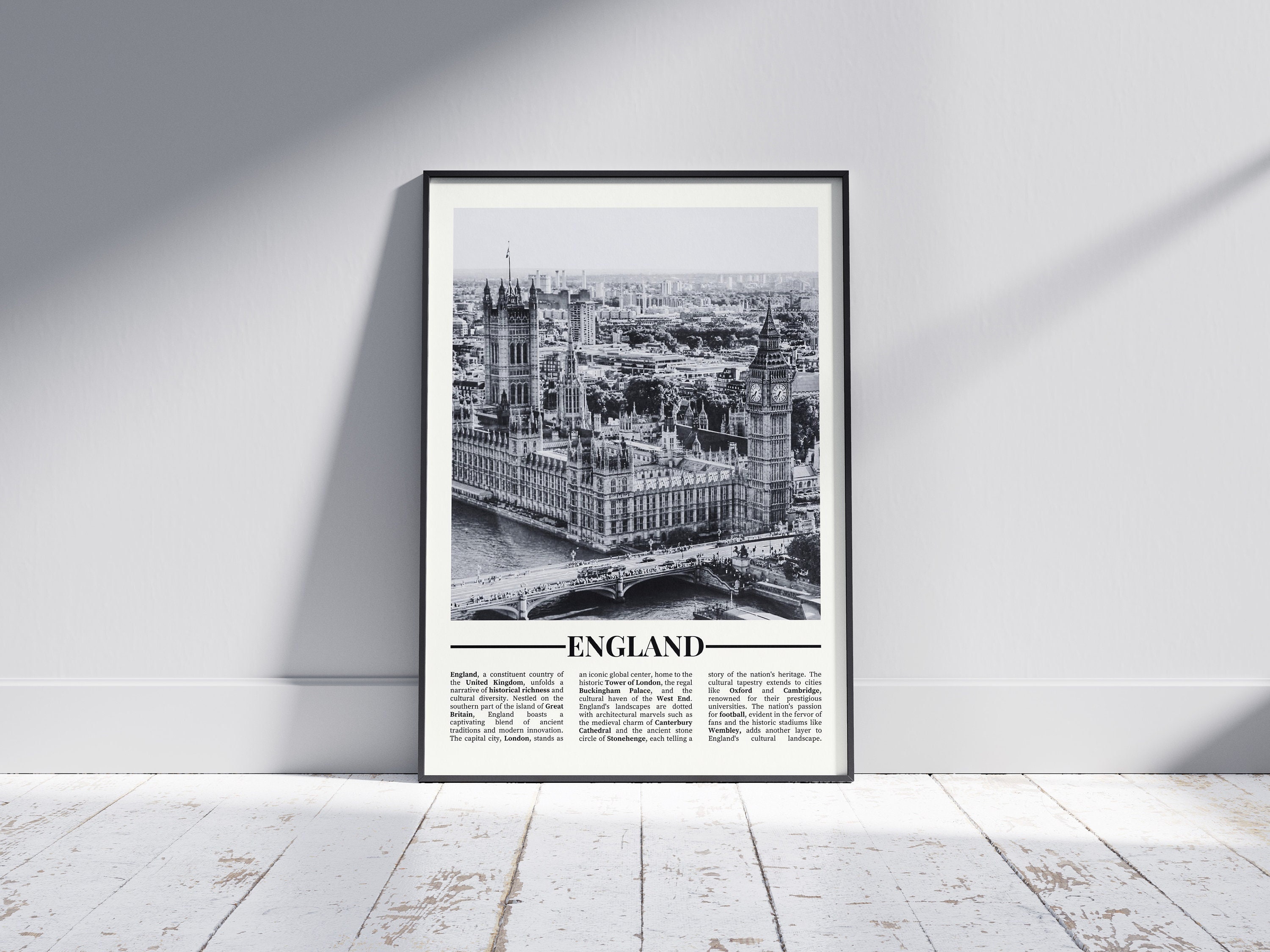 England Black and White Poster, England Print, England Wall Art ...