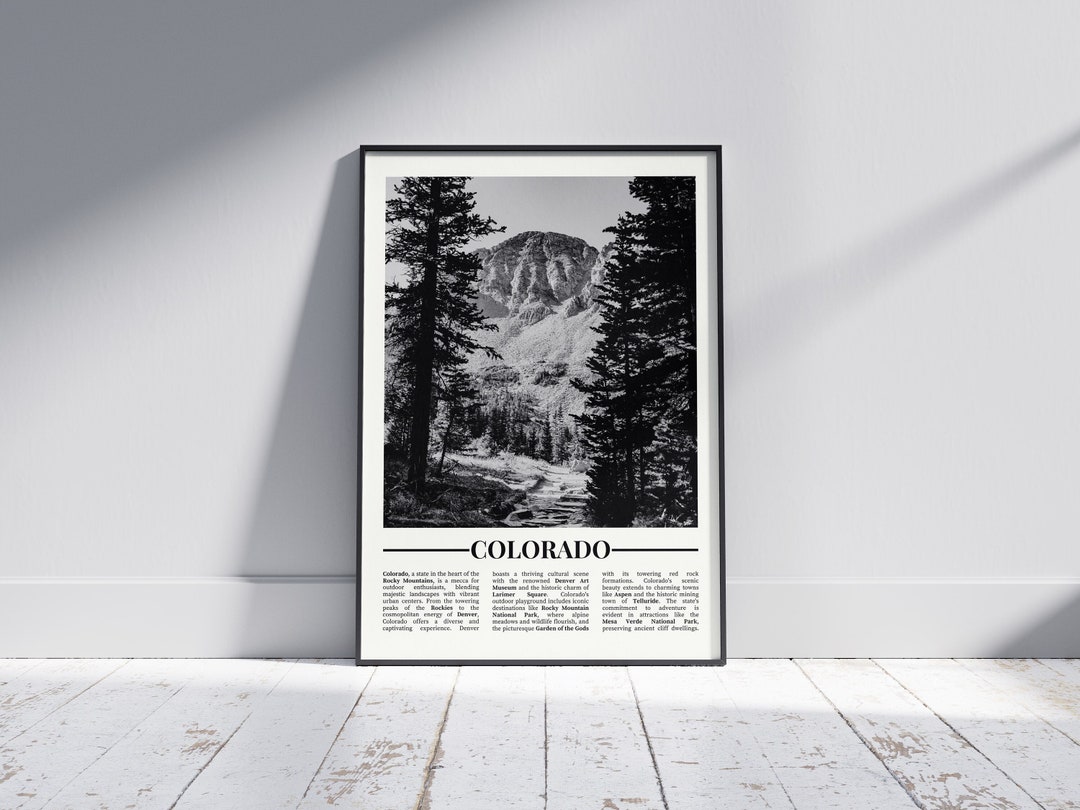 Colorado Black and White Poster, Colorado Print, Colorado Wall Art ...
