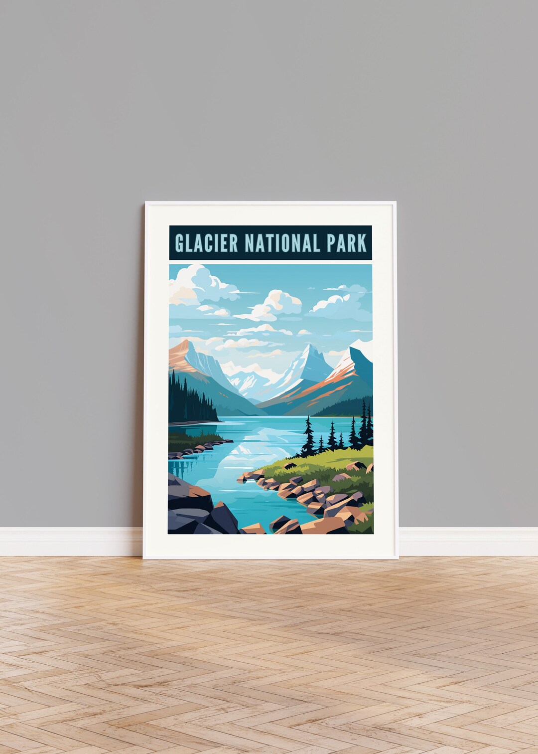 Glacier National Park Travel Poster, Glacier Print, Glacier Wall Art ...