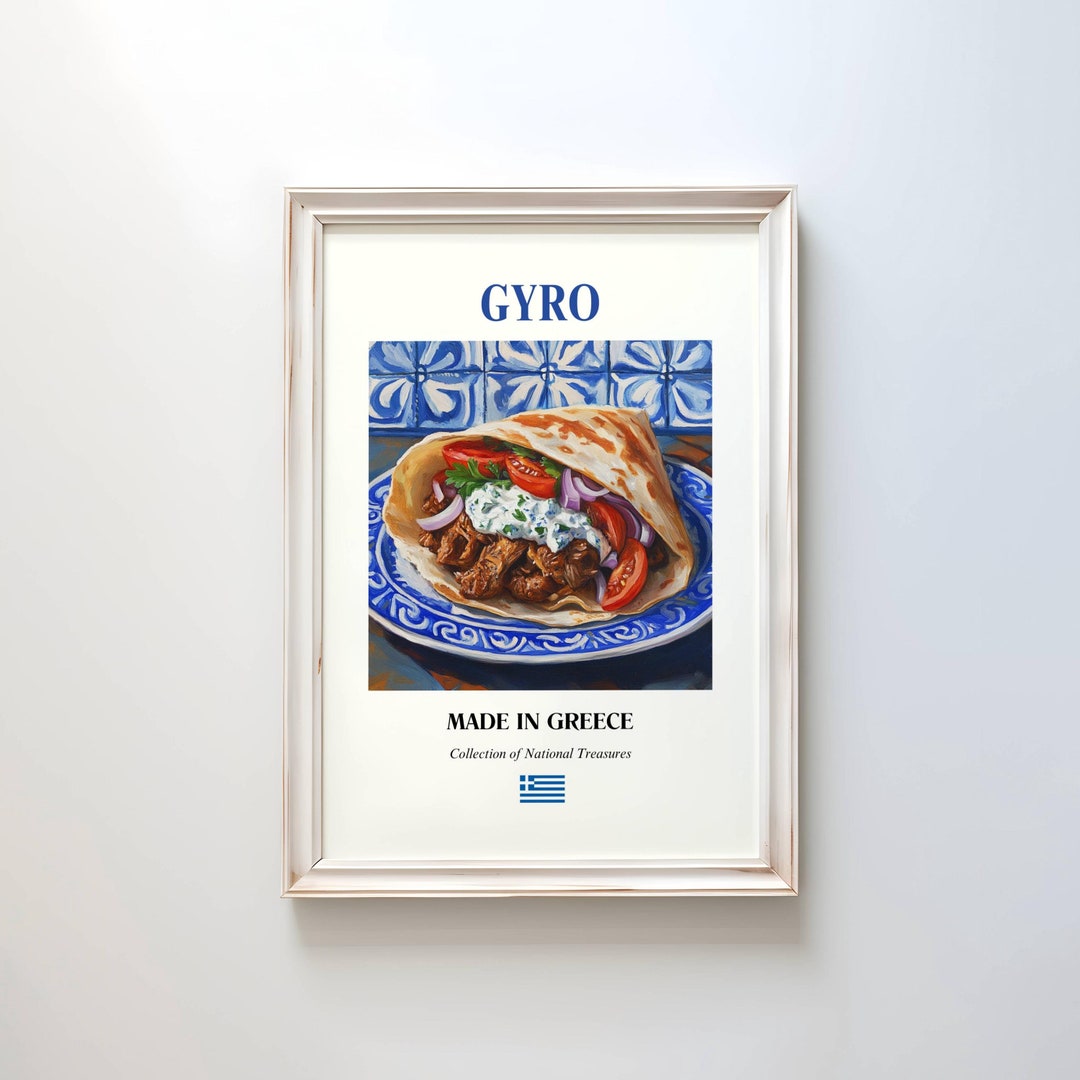 Gyro Poster, Traditional Greek Food Wall Art, Kitchen & Café Decor ...