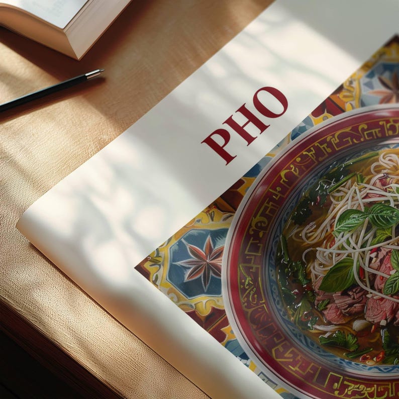 Pho Poster, Traditional Vietnam Food Wall Art, Kitchen & Café Decor ...