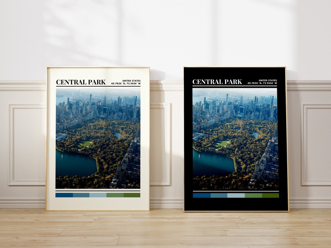 Central Park Poster, Central Park Print, Central Park Art, Central Park ...
