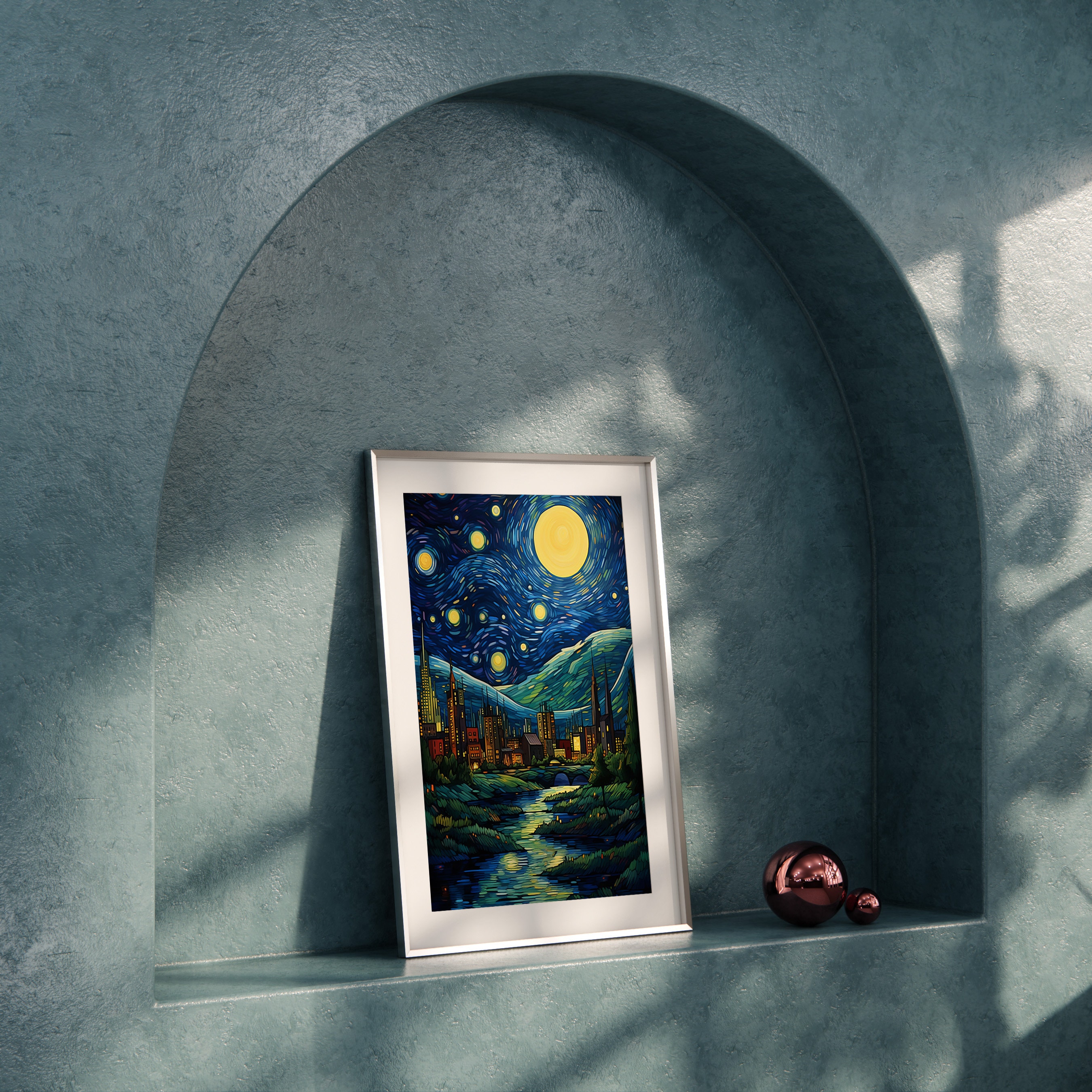 Indiana Van Gogh-inspirierte digitale Malerei, Indiana Travel Print ...