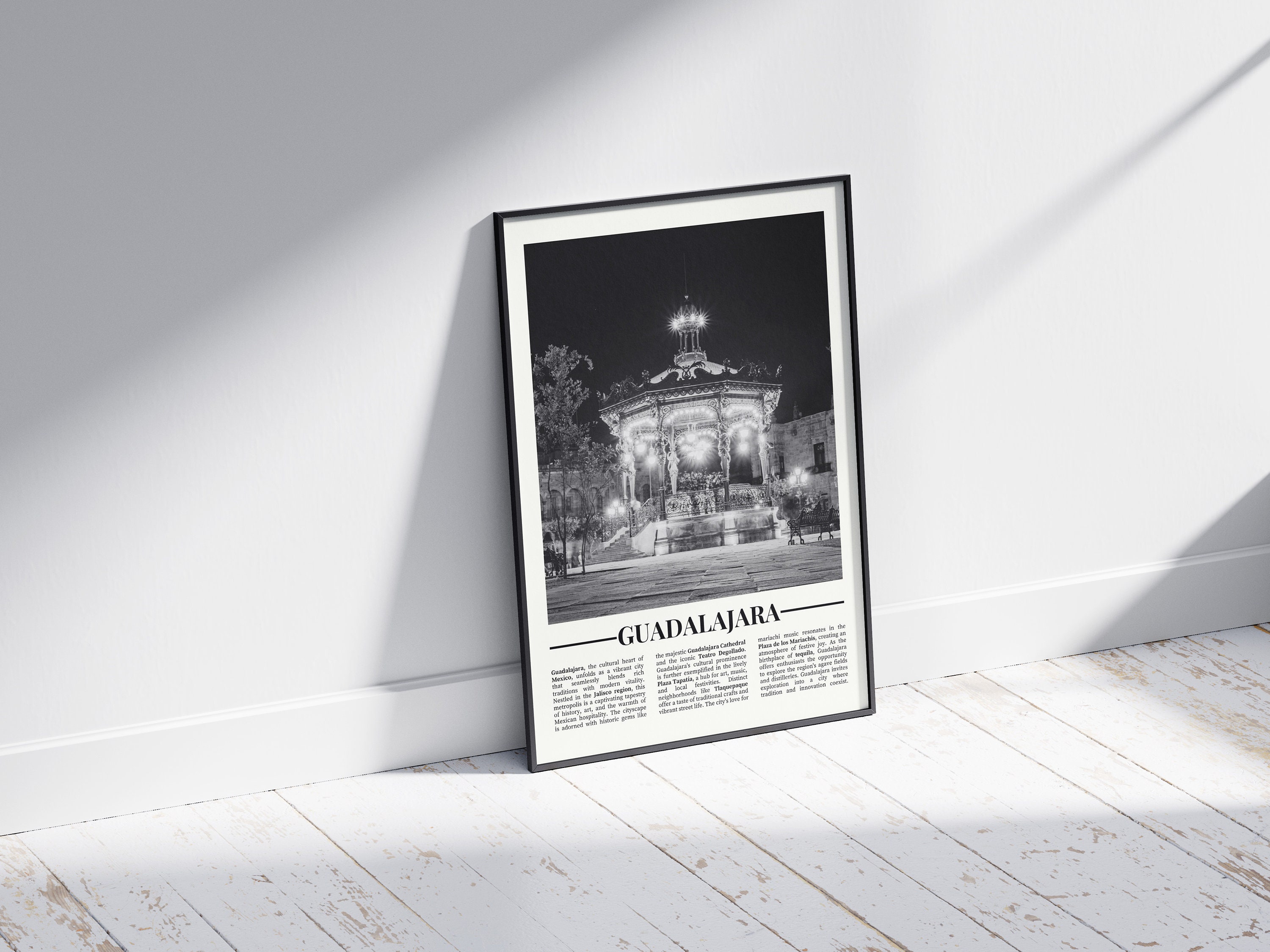 Guadalajara Black and White Poster, Guadalajara Print, Guadalajara Wall ...