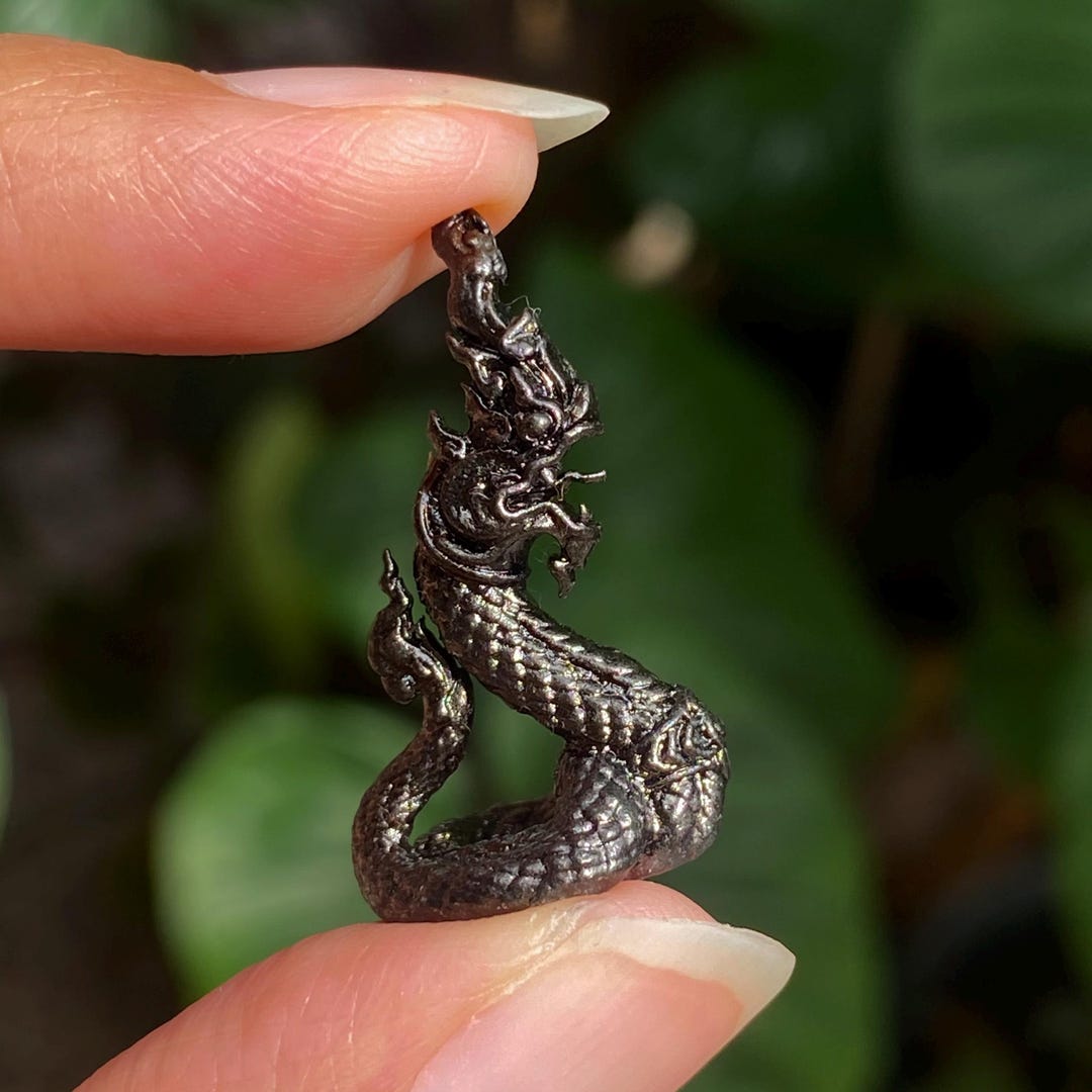 Small Thai Naga Statue • Metal Snake Deity Figurine • Southeast Asian ...