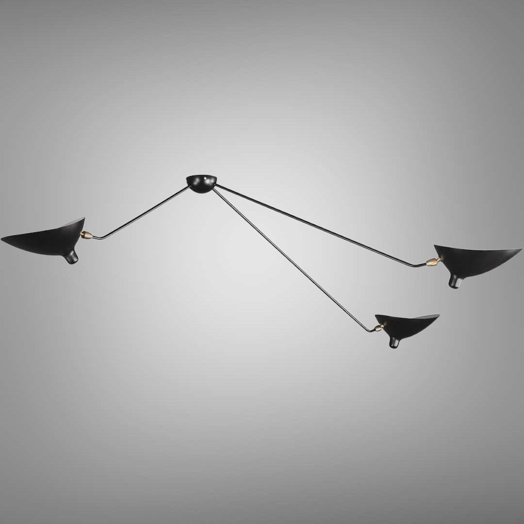 1950's Mid Century 3 Arm Spider Style Sputnik Italian Ceiling Flush ...