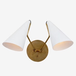 1950 Mid Century Clemente Double Sconce Modern Wall Sconce/ Brass Wall ...