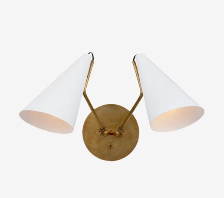 1950 Mid Century Clemente Double Sconce Modern Wall Sconce/ Brass Wall ...