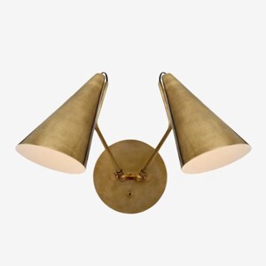 1950 Mid Century Clemente Double Sconce Modern Wall Sconce/ Brass Wall ...