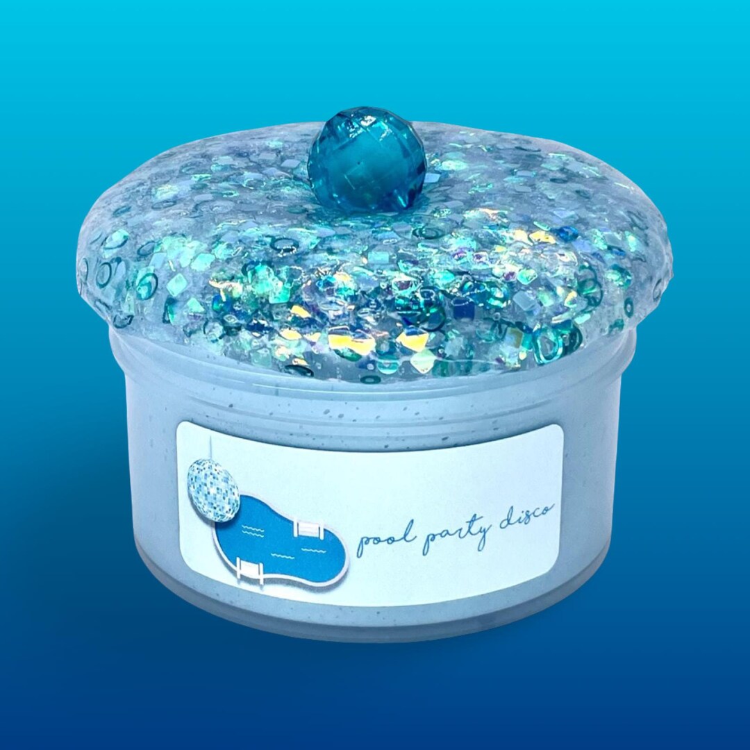 Pool Party Disco, Butter Slime + Sequin Topper, Comes With Blue Disco ...