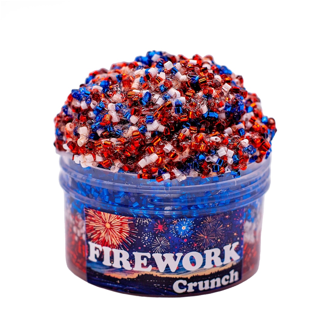 Crunchy Bingsu Slime, Firework Crunch, Red White and Blue Layered Slime ...