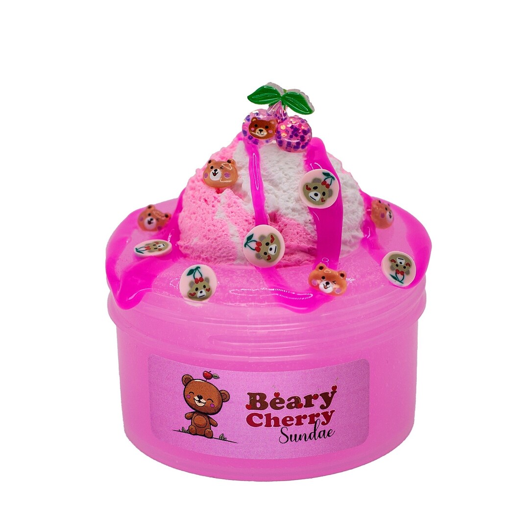 Beary Cherry Sundae, Pink Jelly Diy, Comes With Pink and White Clay Ice Cream Scoop, Pink Coated ...