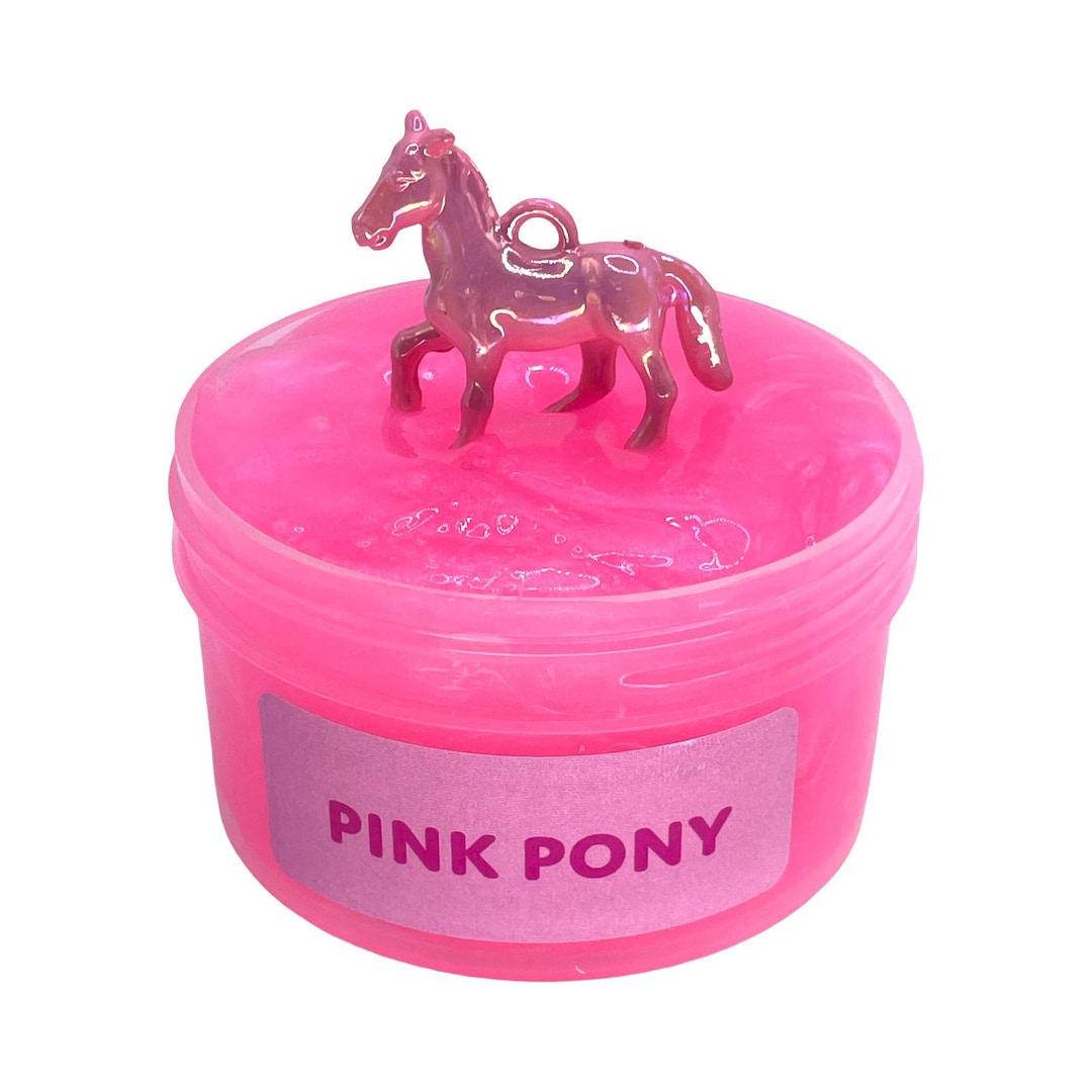Pink Pony Slime, Iridescent Bright Pink Coated Clear Slime, Scented ...