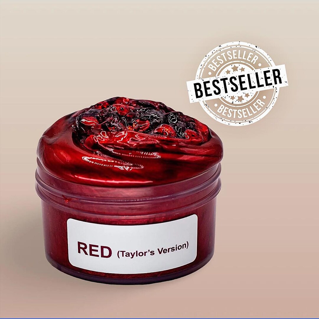 Red Taylor Swift Slime: Metallic Coated Clear Slime With Sequin Topper ...