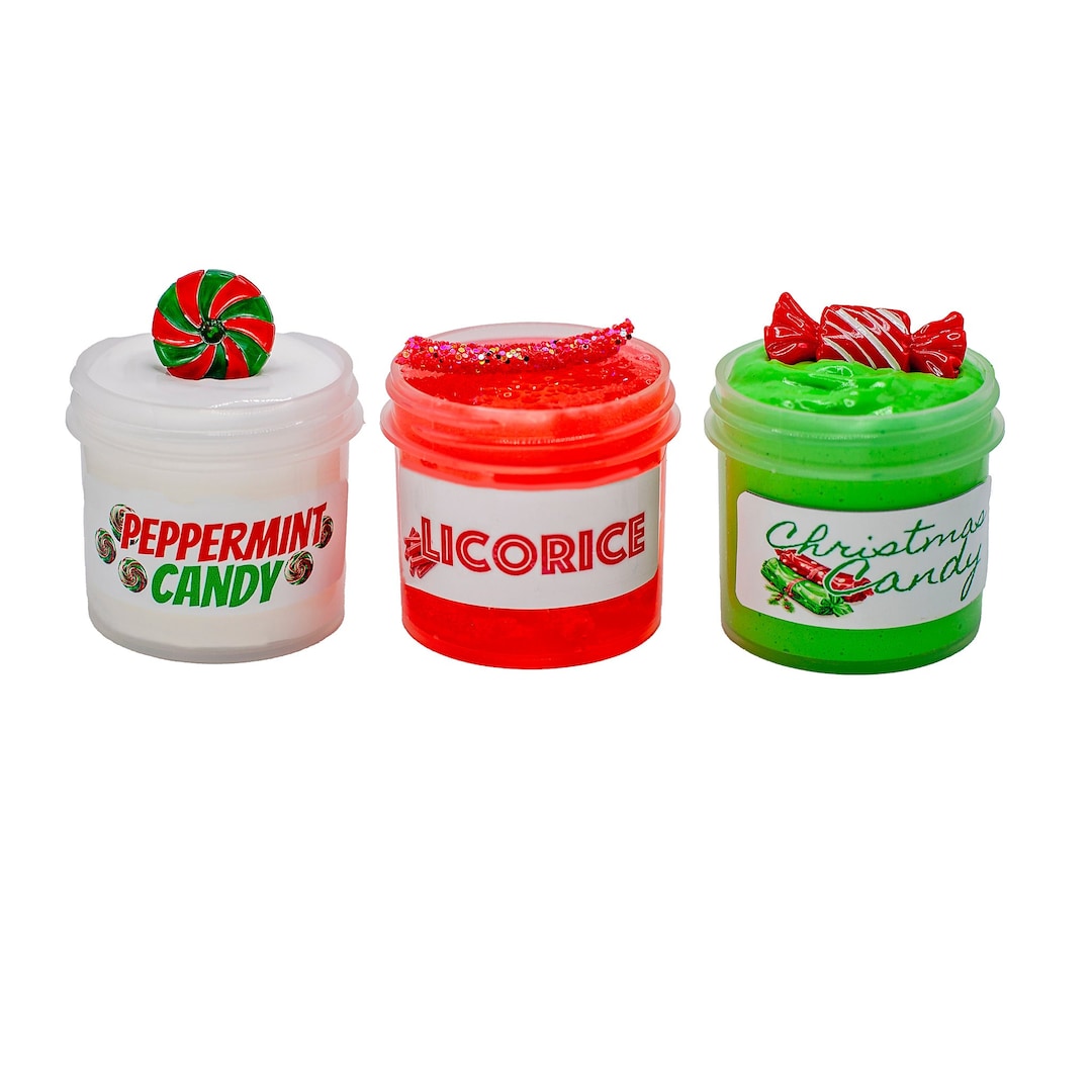 Candy Themed Slime Set Coated Clear Slime Peppermint Candy - Etsy