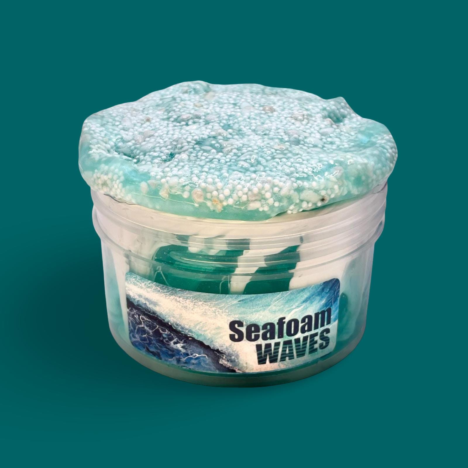 Seafoam Waves DIY Avalanche Slime, Teal Sparkling Coated Clear Slime ...