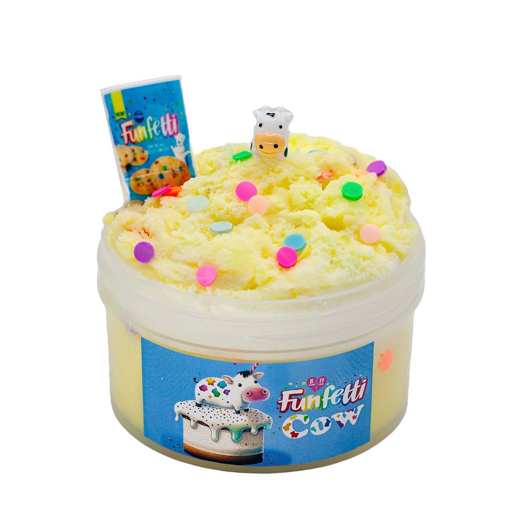 Funfetti Cow Slime, Ultra Soft Cloud, Full of Drizzles, Cake Batter ...