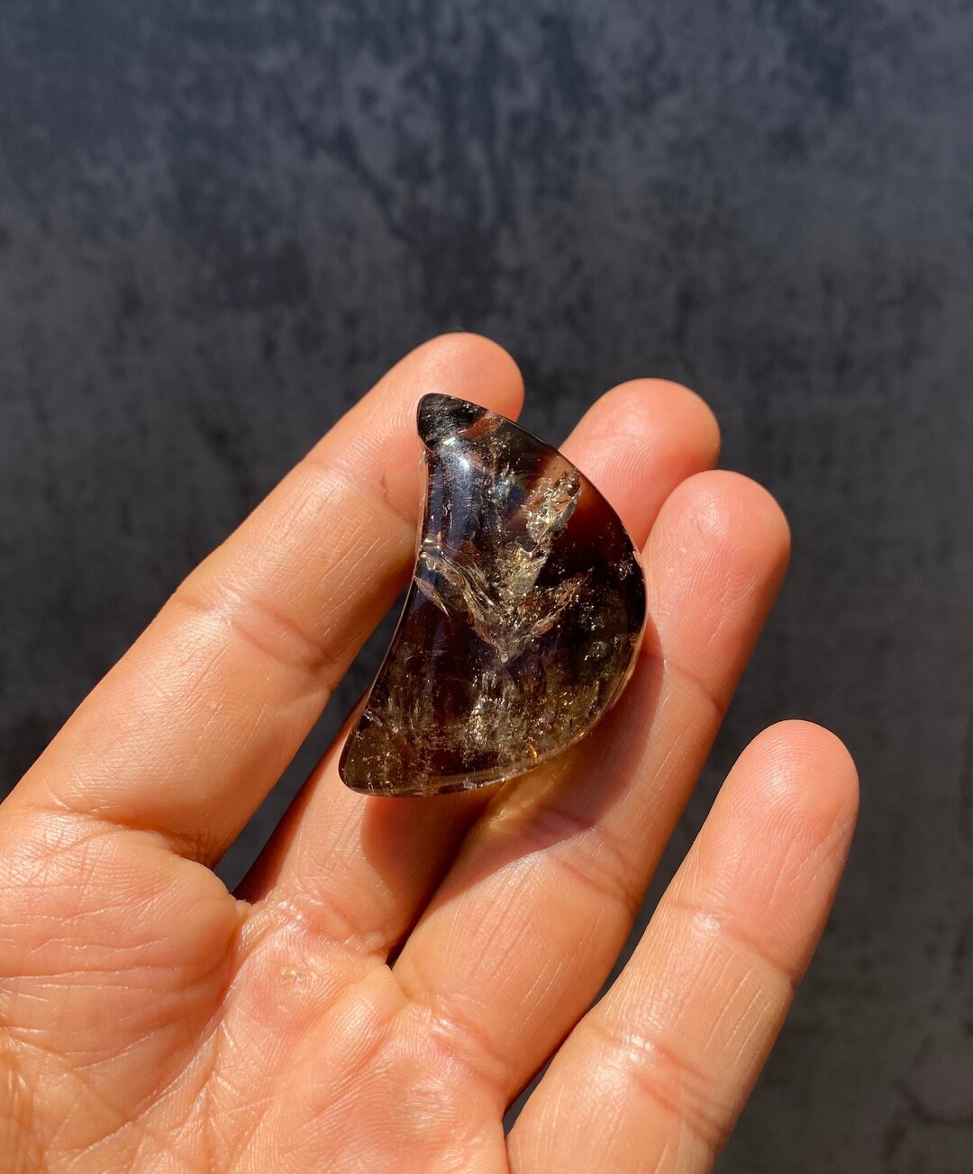 Small Smoky Quartz Moon Carving - Etsy