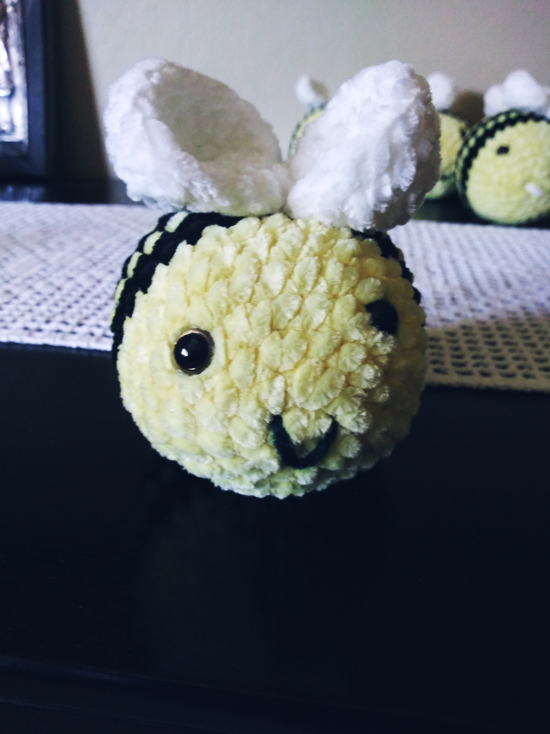 Crochet Bumble Bee Plush: Handmade Chenille Bee Toy, Home Decor - Etsy