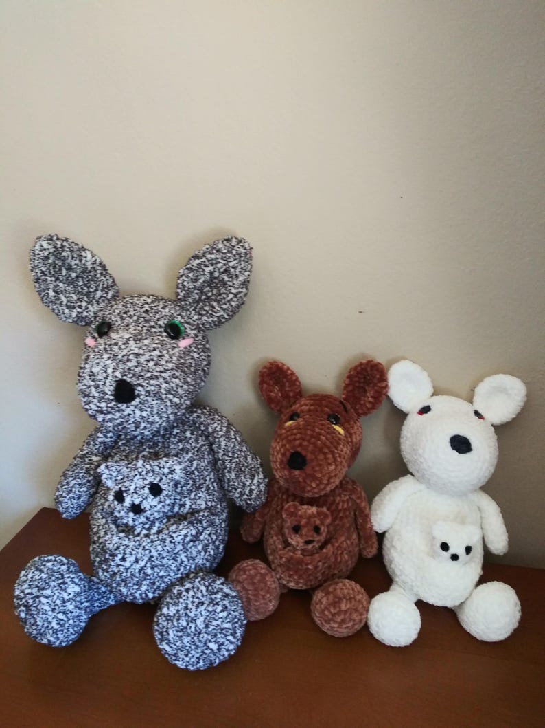 CROCHET PATTERN: Mom & Baby Kangaroo, Crochet Kangaroo Pattern ...