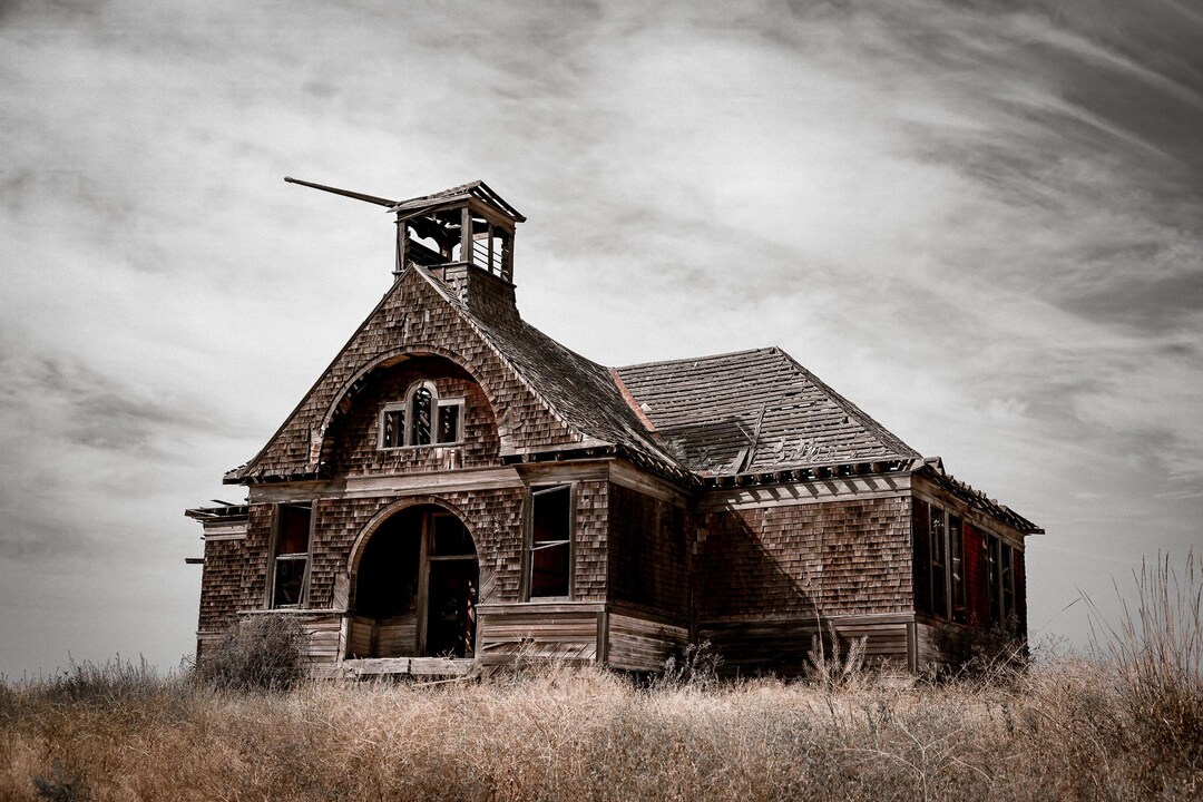Old Schoolhouse, Haunted, Ghost Town, Black and White, Professional ...