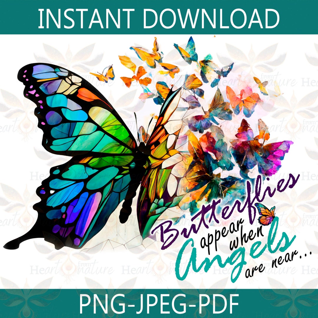 Butterflies and Angels With Inspirational Quote Design, Digital ...