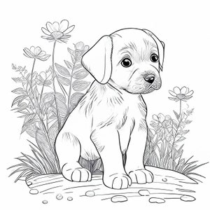 Puppy Coloring Book Pages for Boys & Girls - Printable Coloring Pages ...