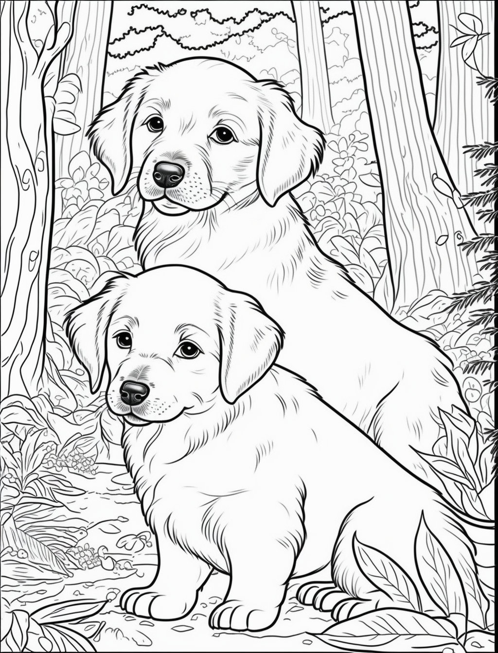 Puppy Coloring Book Pages for Boys & Girls - Printable Coloring Pages ...