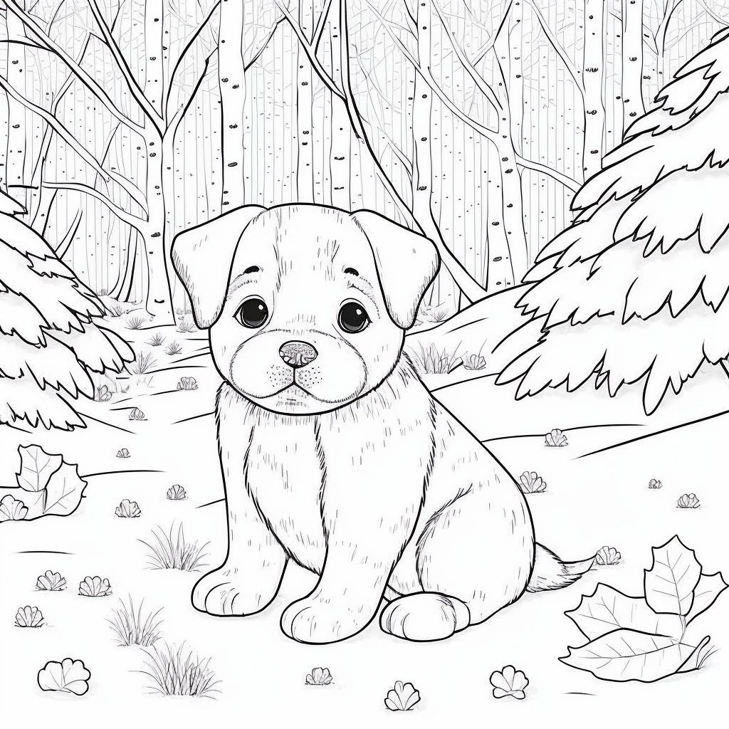 Puppy Coloring Book Pages for Boys & Girls - Printable Coloring Pages ...