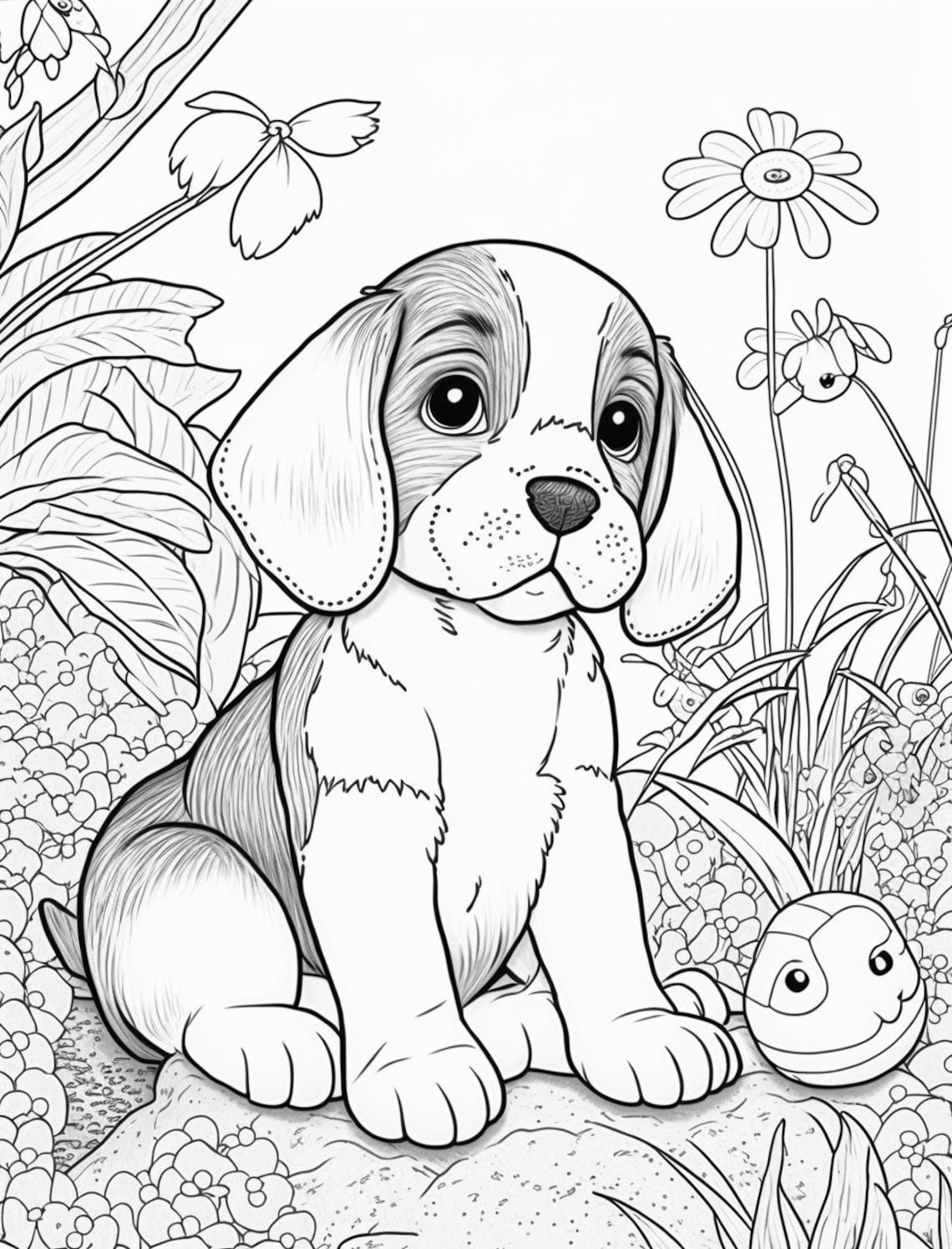 Puppy Coloring Book Pages for Boys & Girls - Printable Coloring Pages ...