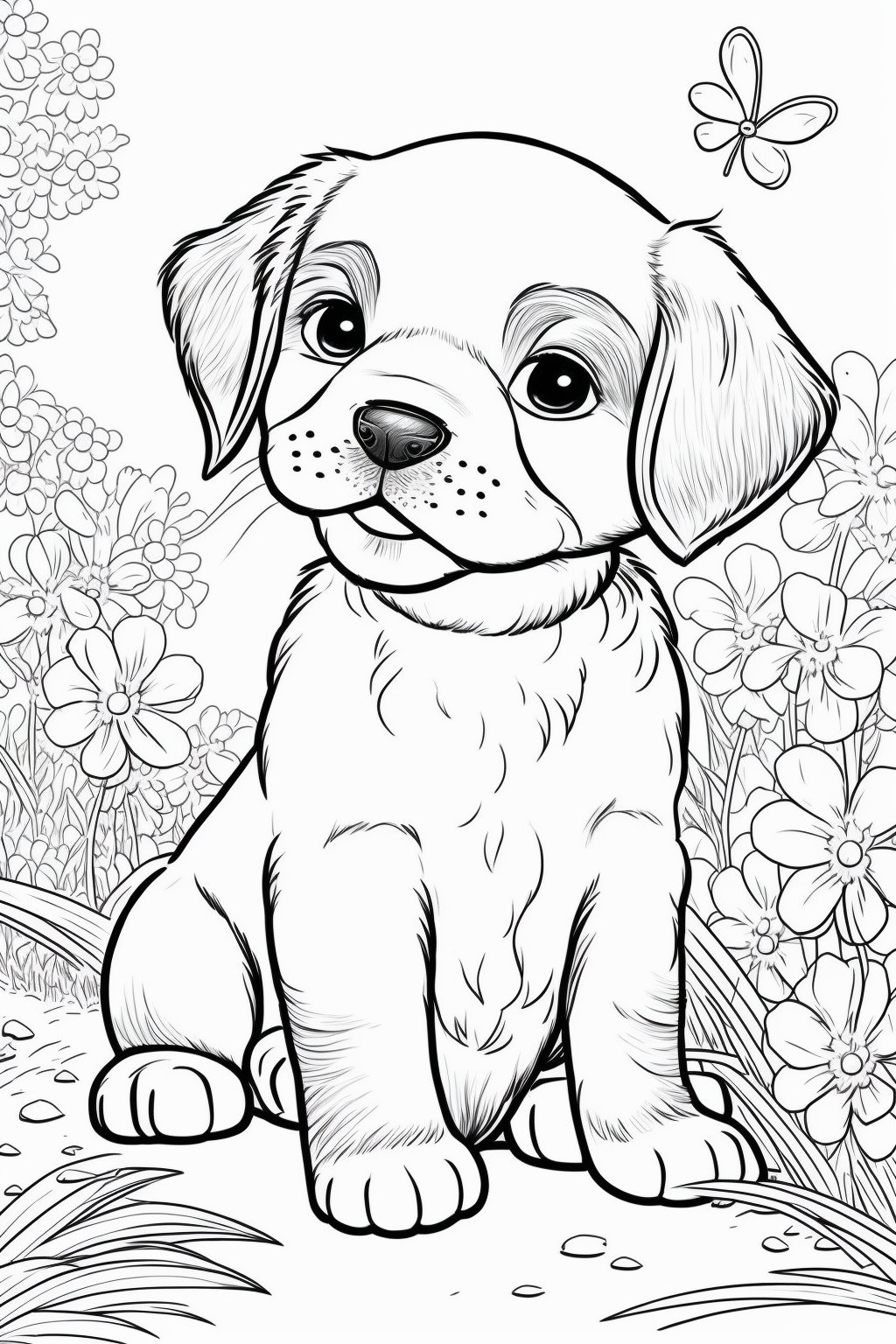 Puppy Coloring Book Pages for Boys & Girls - Printable Coloring Pages ...