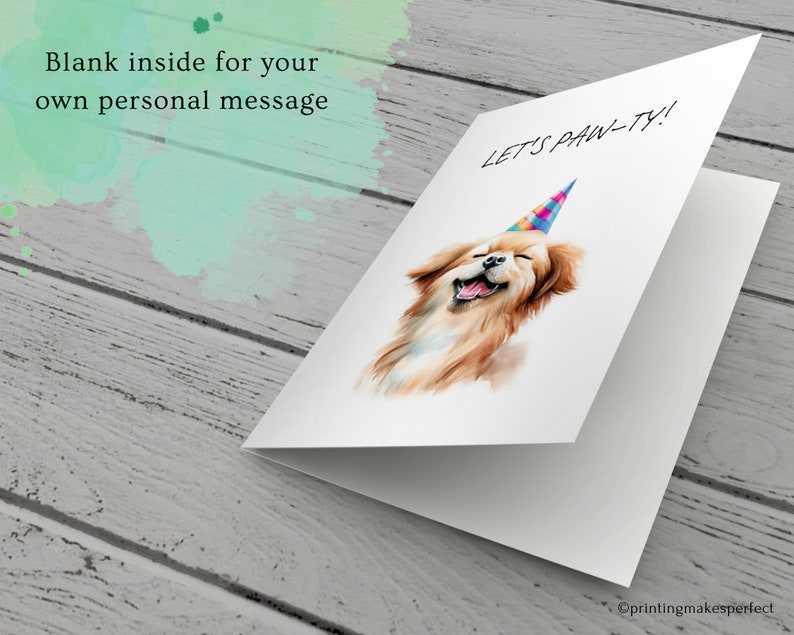 Printable Dog Birthday Card, 5x7 Instant Digital Download, Adorable ...