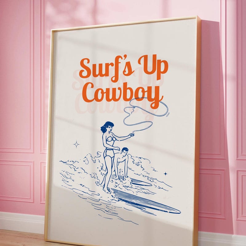 Surf Cowboy Print - Etsy