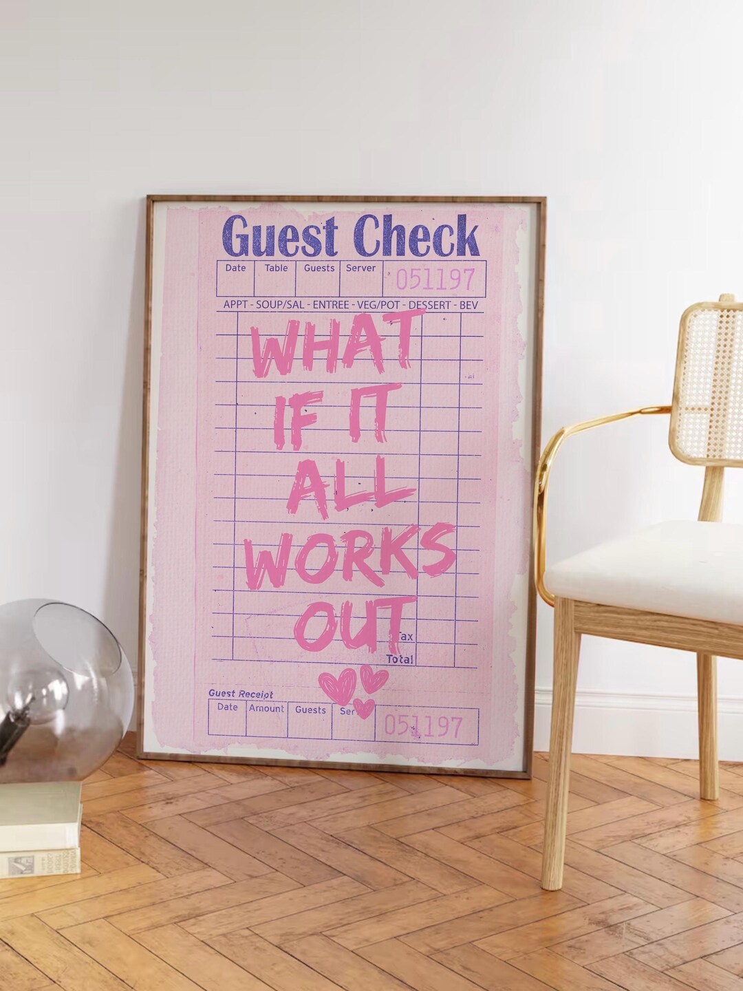 Guest Check Wall Art Print, What If It All Works Out, Preppy Wall Art ...