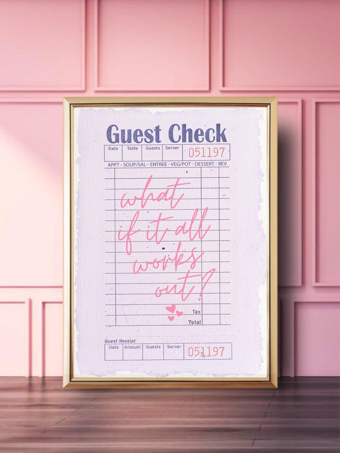 Guest Check Wall Art Print, Cute Trendy Poster, Funky Aesthetic Bedroom ...
