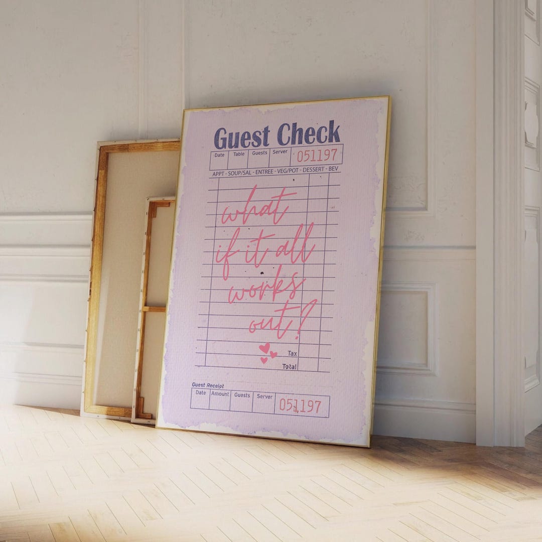 Guest Check Wall Art Print, Cute Trendy Poster, Funky Aesthetic Bedroom ...