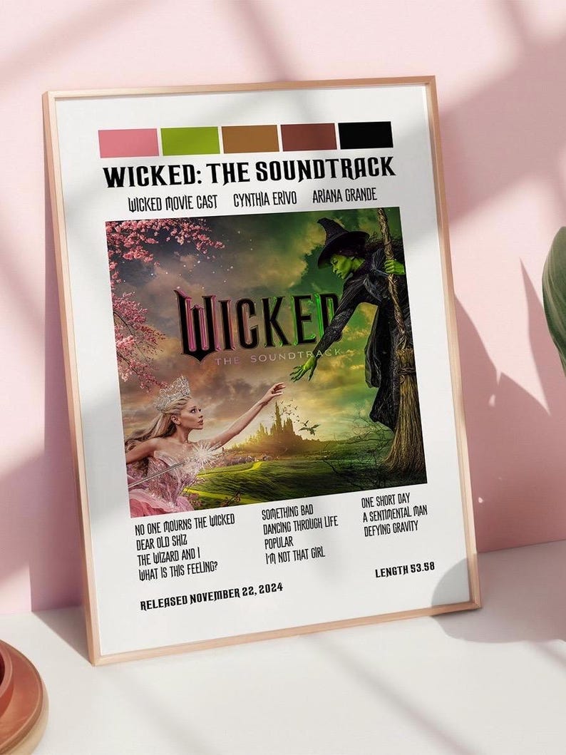 Wicked Soundtrack Poster, Elphaba Poster, Glinda Poster, Wicked Music ...