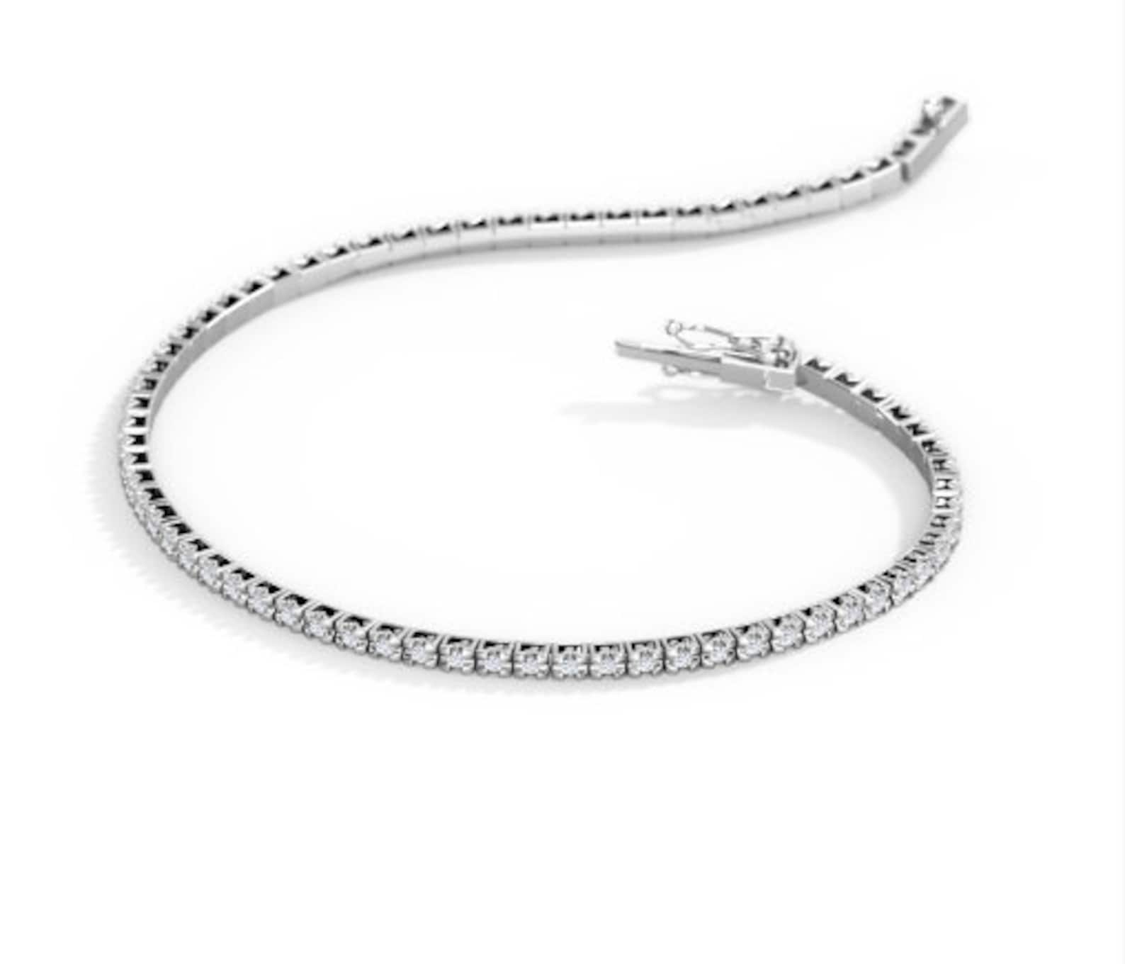 1 Carat Diamond Tennis Bracelet in 14K White Gold Prong Diamond Bracelet - Etsy