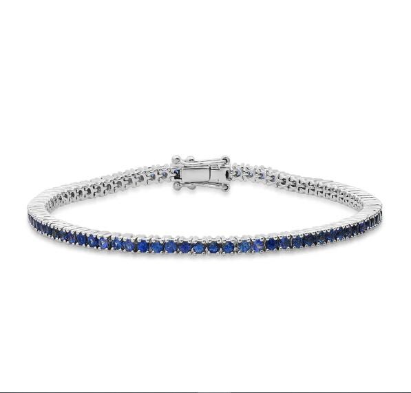 14k Gold Blue Sapphire Classic Tennis Bracelets Round blue sapphire tennis bracelet gold Art Deco vintage Blue Sapphire bracelet For Gift Etsy