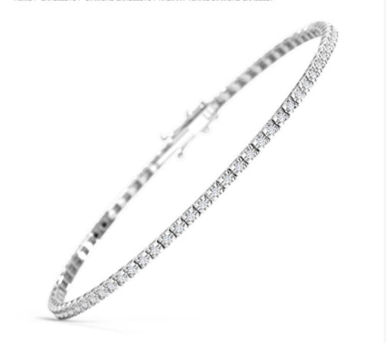 1 Carat Diamond Tennis Bracelet in 14K White Gold Prong Diamond Bracelet - Etsy